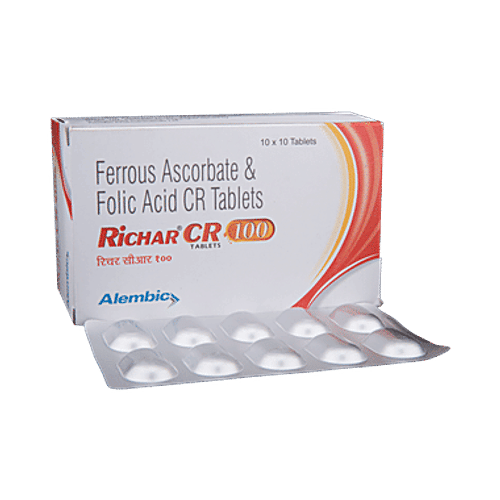 Buy Richar Richar CR 100 Tablet with Ferrous Ascorbate & Folic Acid ...