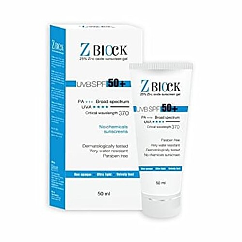 Buy Z Block Z Block 25% Zinc Oxide Sunscreen Gel | SPF 50+ UVA/UVB ...