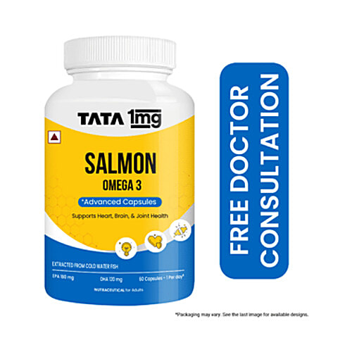 Buy Tata 1mg Salmon Omega 3 Fish Oil 1000mg Capsule | High absorption ...