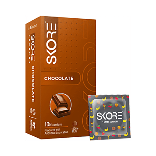 Buy Skore Skore Flavored Dotted & Coloured Condoms | Flavour Chocolate ...