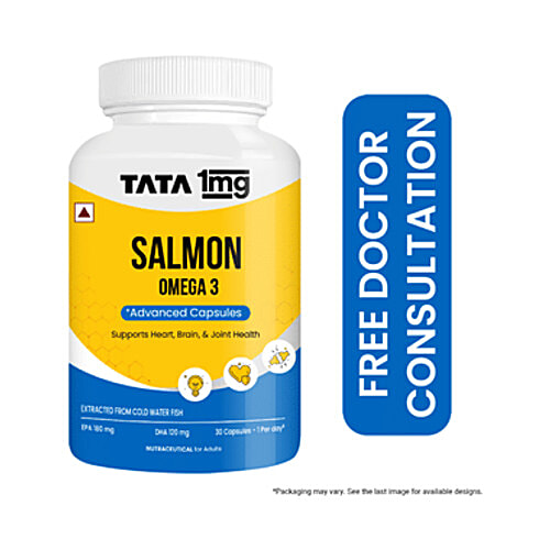 Buy Tata 1mg Salmon Omega 3 Fish Oil 1000mg Capsule | High absorption ...