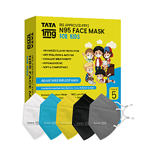 Buy Tata 1mg Tata 1mg BIS Approved FFP2 N95 Mask for Kids 5 Mask Online ...