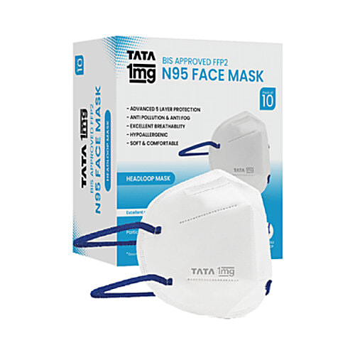 Buy Tata 1mg Tata 1mg BIS Approved FFP2 N95 Mask - Head Loop, Premium ...