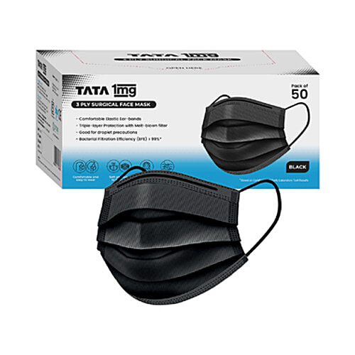Buy Tata 1mg 3 Ply Surgical Mask with Meltblown Filter and Nose Pin 50 ...