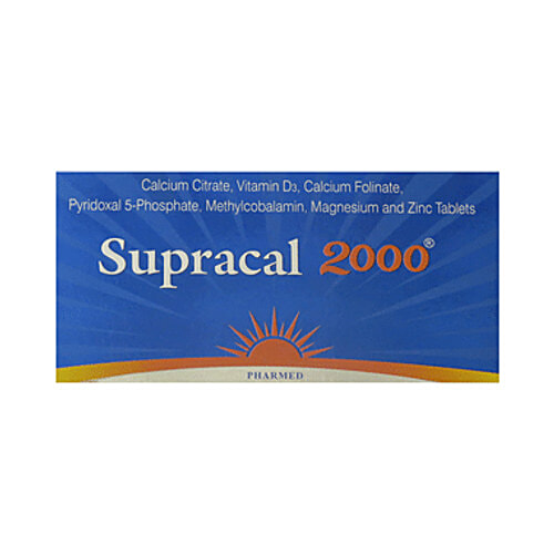 Buy Supracal Supracal 2000 Tablet | Calcium & Vitamin D3 for Bone ...