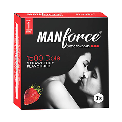 Buy Manforce Manforce 1500 Dots Xotic Condom | Flavour Strawberry ...