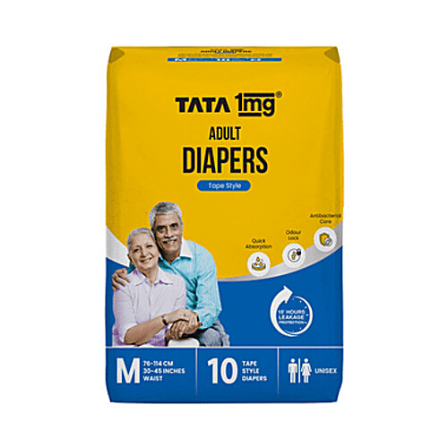 Buy Tata 1mg Tata 1mg Adult Diaper Tape Style | Unisex, Odour-Free ...