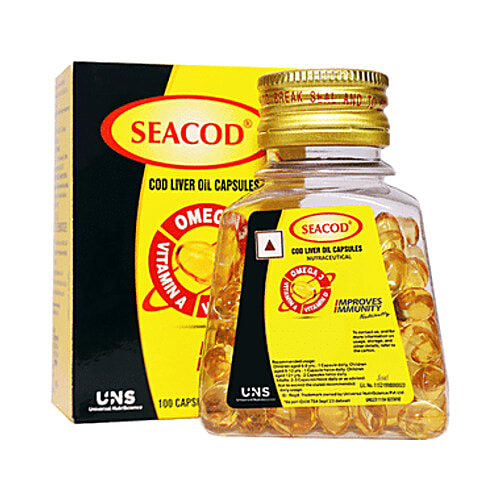 Buy Seacod Seacod Cod Liver Oil Capsule 300 mg | Omega-3, Vitamins D ...