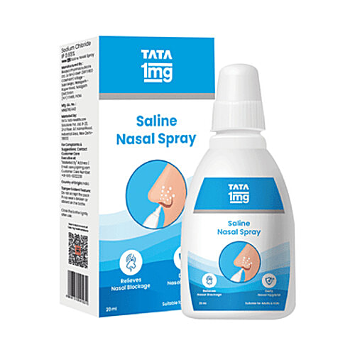 Buy Tata 1mg Saline Nasal Spray to Clears Nasal Congestion, Moisturise ...
