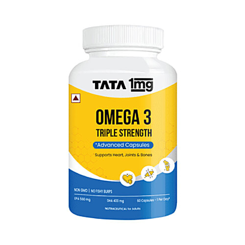 Buy Tata 1mg Triple Strength Omega 3 Fish Oil 1250mg | 560mg EPA ...
