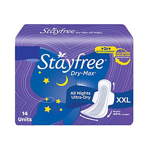 Buy STAYFREE Stayfree Dry-Max All Night Ultra-Dry Pads XXL Online at ...