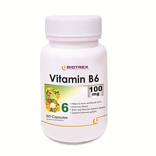 Buy Biotrex Biotrex Vitamin B6 100mg for Nervous System Support, RBC ...
