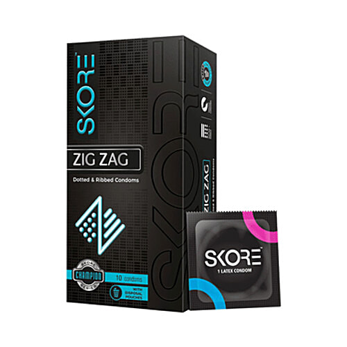 Buy Skore Skore Zig Zag Dotted & Ribbed Condoms Online at Best Price of ...