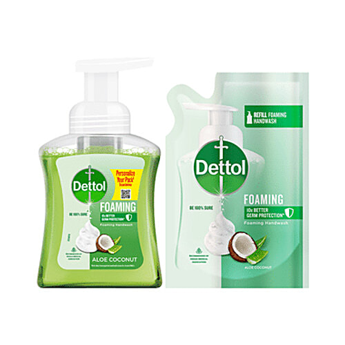 Buy Dettol Dettol Combo Pack of Foaming Handwash (250ml) & Refill Pack ...