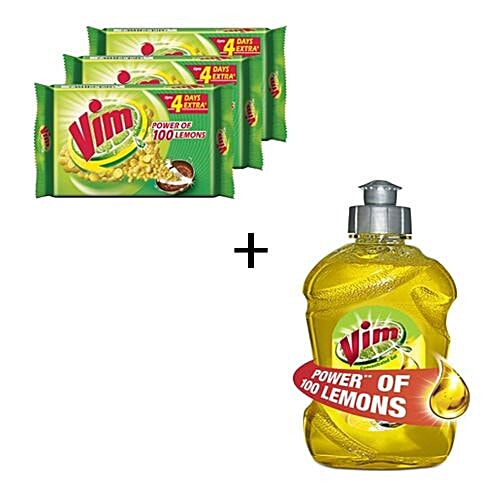 Buy Vim Liquid 250 ml + Bar 3X200 gm Online at Best Price of Rs null ...