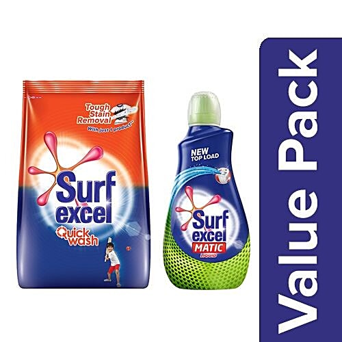 Buy Surf Excel Quick Wash 1 kg + Matic Top Load Liquid Detergent 500 ml ...