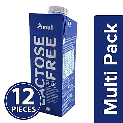 Buy Amul Lactose Free Milk 12x250 ml (Multipack) Online at Best Price ...