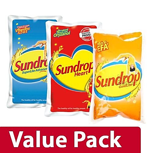 Buy Sundrop Super Lite Advanced Sunflower Oil 1L + Heart Oil 1L + Gold ...