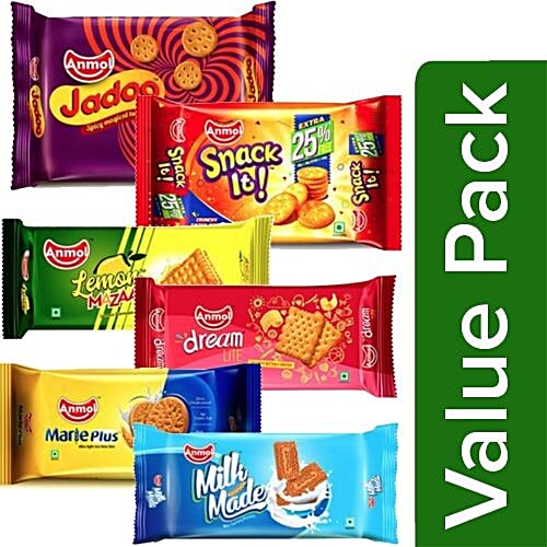 Buy Anmol Biscuits-Snack It 80G+Lemon+Dreamlite (200G)+Marie 300G+Jadoo ...