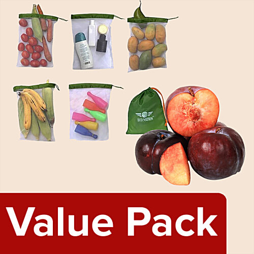 Buy bb Combo Eco Nation Multipurpose Mesh Bag 6 pcs + Fresho Plum ...
