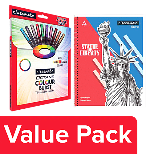 Buy Classmate Gel Pen - Blue, Octane 10 pcs + Notebook - King Size ...