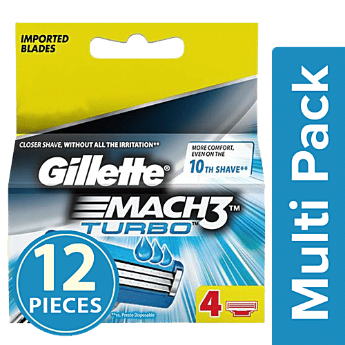 Buy Gillette Mach3 Turbo - Manual Shaving Razor Blades Cartridge Online ...