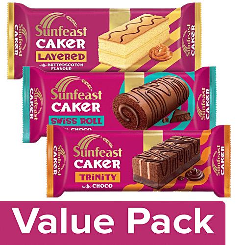 Buy Sunfeast Caker Butterscotch 25g + Swiss Roll Chocolate 29g ...