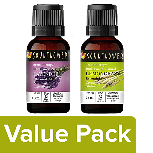 Buy Soulflower Lavender Essential Oil 15 ml + Lemongrass Essential Oil ...