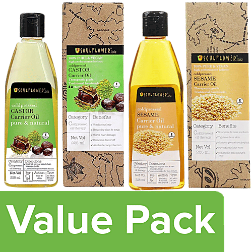 Buy Soulflower Cold Pressed Castor Oil + Cold Pressed Sesame Carrier ...