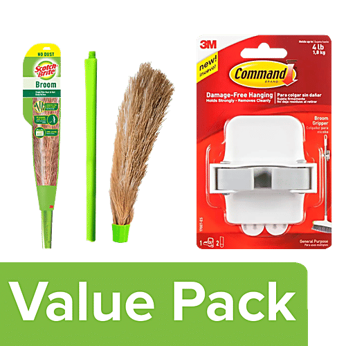 Buy bb Combo Scotch Brite No-Dust Premium Broom + Command Broom Gripper ...