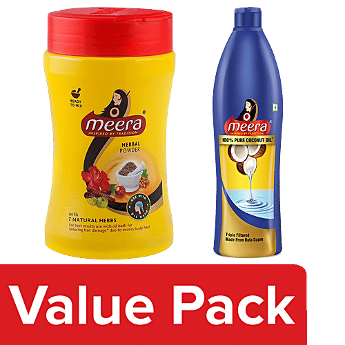 Buy Meera Herbal Hairwash Powder 120g & 100% Pure Coconut Hair Oil ...