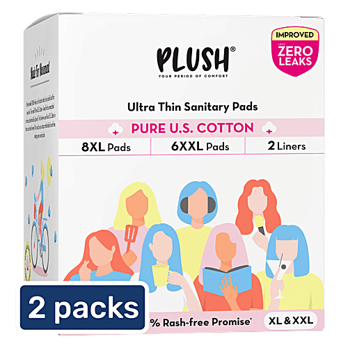 Buy Plush 100% Pure US Cotton Ultra-Thin Rash Free Natural Sanitary ...