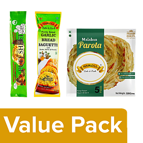 Buy UNROLL Puff - Pastry Sheet + Baguette - Garlic Bread + Malabar ...