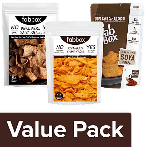 Buy Fabbox Healthy Snack-Ragi Chips 78g + Fivegrain Chaat Chips 78g ...
