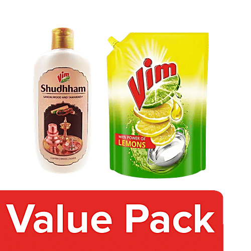 Buy Vim Dishwash Liquid Gel Lemon,2L + Shudhham Gel Sandalwood ...