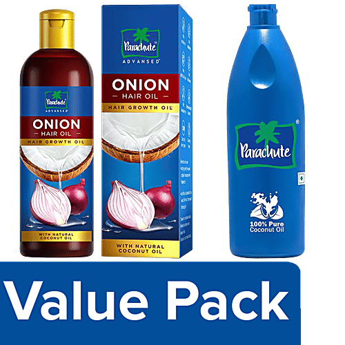 Buy Parachute Coconut Oil, 600 ml + Advansed Onion Hair Oil, 200 ml Online at Best Price of Rs ...