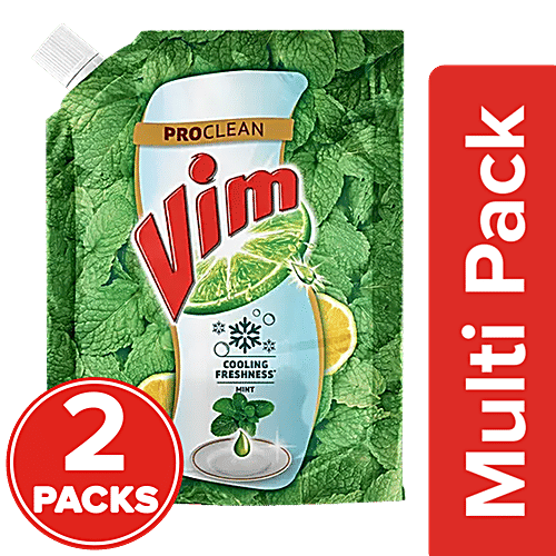 Buy Vim ProClean Dishwash Liquid Gel With Mint, Cooling Freshness, Removes Tough Grease & Odours ...