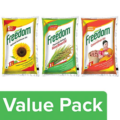 Buy bb Combo Refined Sunflower Oil + Rice Bran Oil + Groundnut Oil, 1 L ...