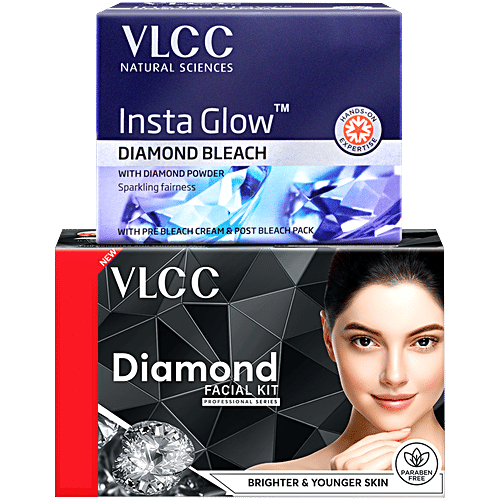 Buy VLCC Diamond Facial Kit, 60 g + Insta Glow Diamond Bleach, 60 g ...