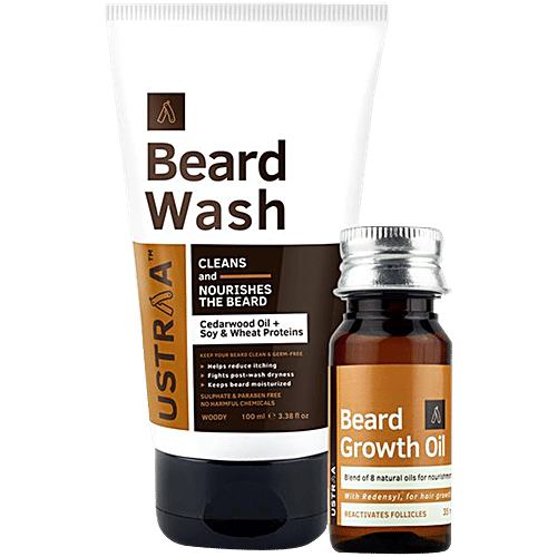 Buy Ustraa Beard Growth Oil, 35 ml + Beard Wash, 100 ml Online at Best ...