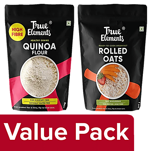 Buy True Elements Rolled Oats, 200 g + Quinoa Flour, 1 kg Online at ...