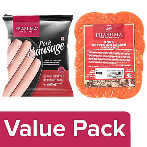 Buy Prasuma Pork Pepperoni Salami, 100 g + Pork Sausage, 250 g Online ...