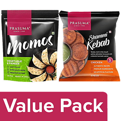 Buy Prasuma Vegetable & Paneer Momos 24 pcs + Chicken Shammi Kebab 200 ...