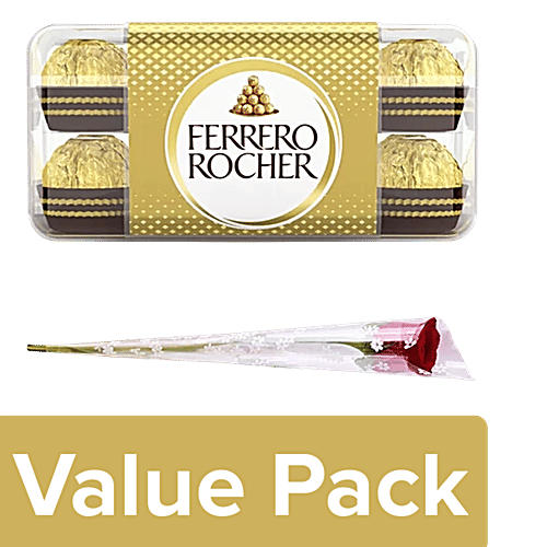 Buy bb Combo Ferrero Rocher Chocolate Gift Pack, 16 pcs + fresho! Rose ...