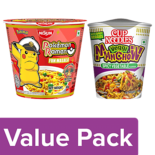 Buy Nissin Ramen Fun Masala Instant Noodles, 45 g + Veggi Manchow Cup Noodles, 2 x 70 g Online ...