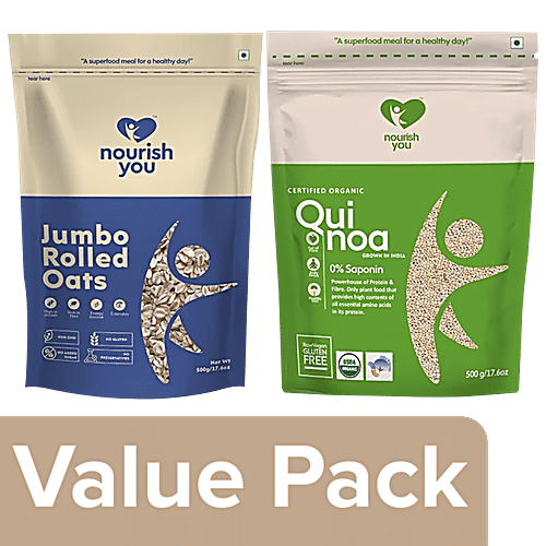 Buy Nourish you White Quinoa Gluten Free + Jumbo Rolled Oats 500 g each ...