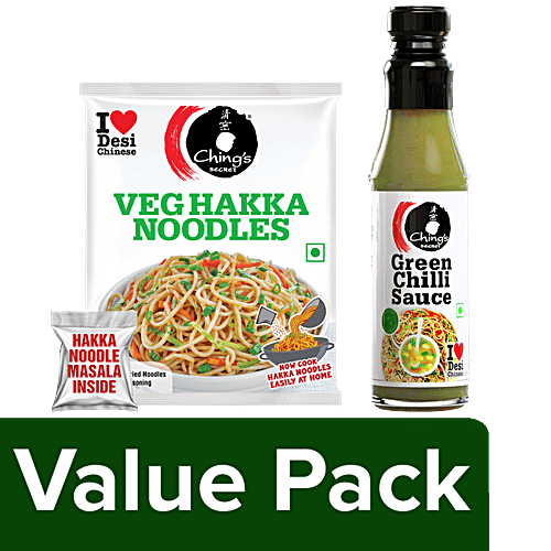 Buy Ching's Secret Veg Hakka Noodles 140g+Green Chilli Sauce 190g Online at Best Price of Rs ...