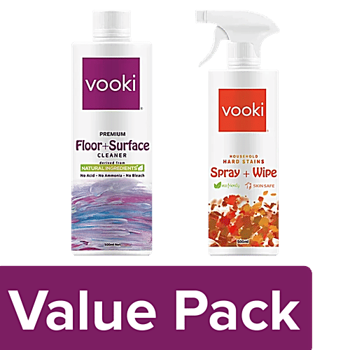 Buy Vooki Floor & Surface Cleaner + Hard Stains Spray, 500 ml Each ...