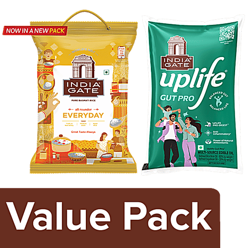 Buy India Gate Everyday Pure Basmati Rice, 5 kg + Uplife Gut Pro Multi ...