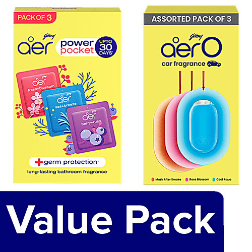 Buy Godrej Aer O Assorted Car Fragrances, 22.5 g + Assorted Bathroom ...